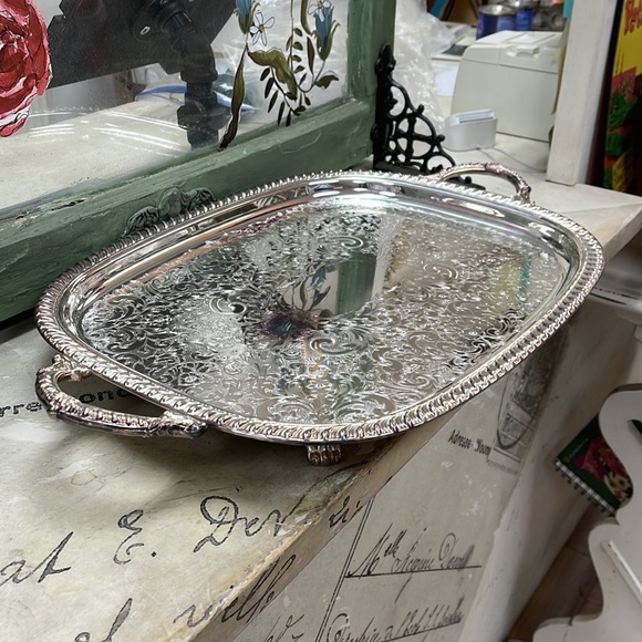 Leonard Silver | Other | Vintage Leonard Silver Large Tray With Handles ...
